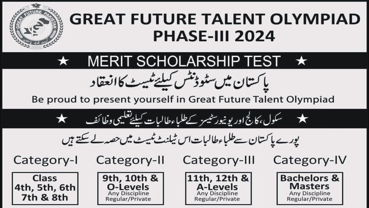 Great Future Pakistan Talent Scholarship 2023|All Govt Private School ...