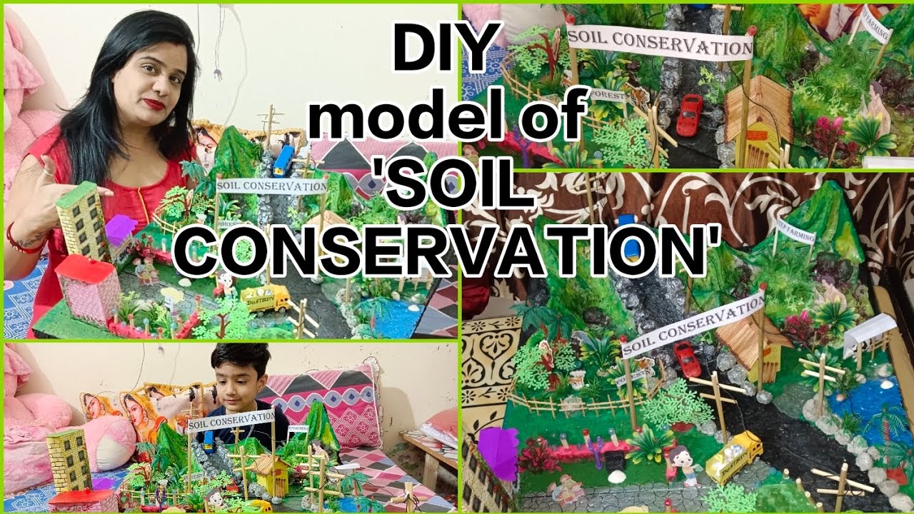 DIY CEMENT & tissue paper craft 3D model of 'SOIL CONSERVATION' made by ...