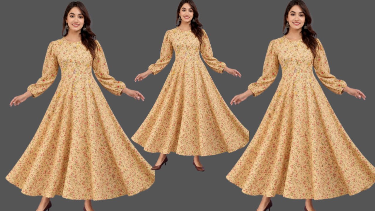 ৬ কলি দিয়ে বড়দের গোল গাউন জামা কাটিং ও সেলাই ।। Gown Jama Cutting And ...