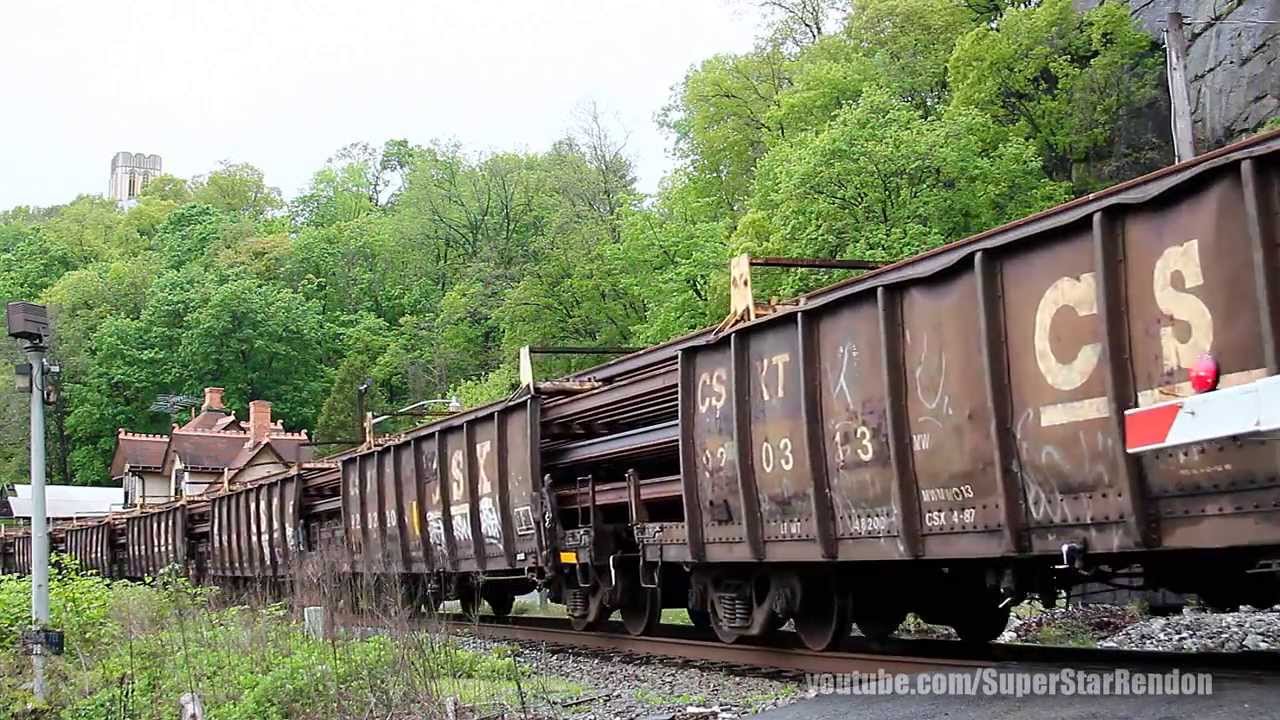 CSX W035 Rail Train passing Highland Falls - YouTube