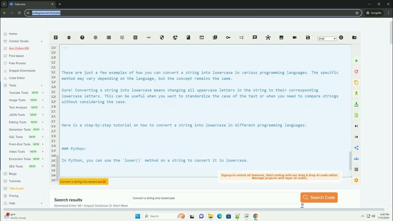 Convert a string into lowercase - YouTube