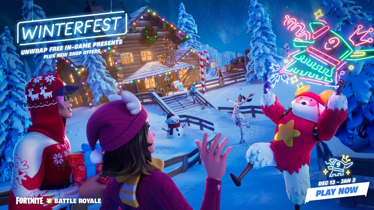 FORTNITE WINTERFEST UPDATE! FREE GUFF GRINKLE OUTFIT! CHAPTER 4 BATTLE ...