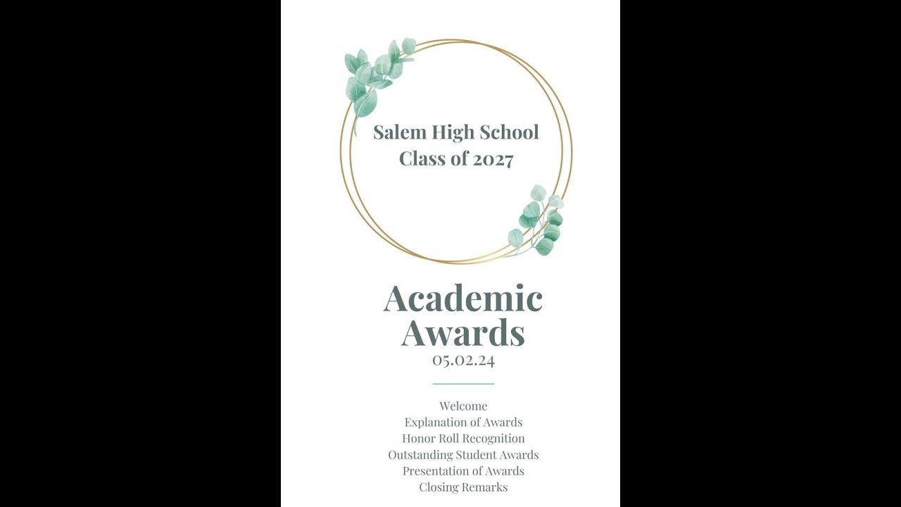 5-2-23 Salem High School Academic Awards Program for Class of 2027 ...