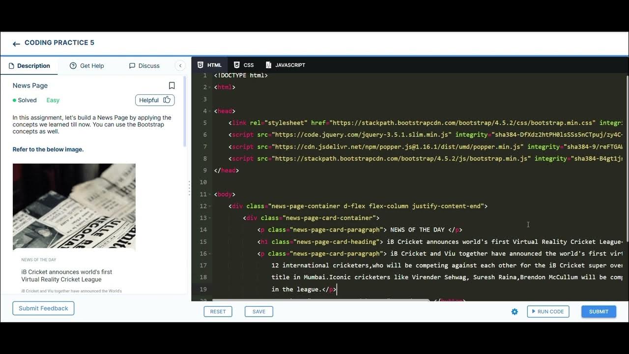 HTML | News Page | Coding Practice-5 | NxtWave CCBP 4.0 - YouTube