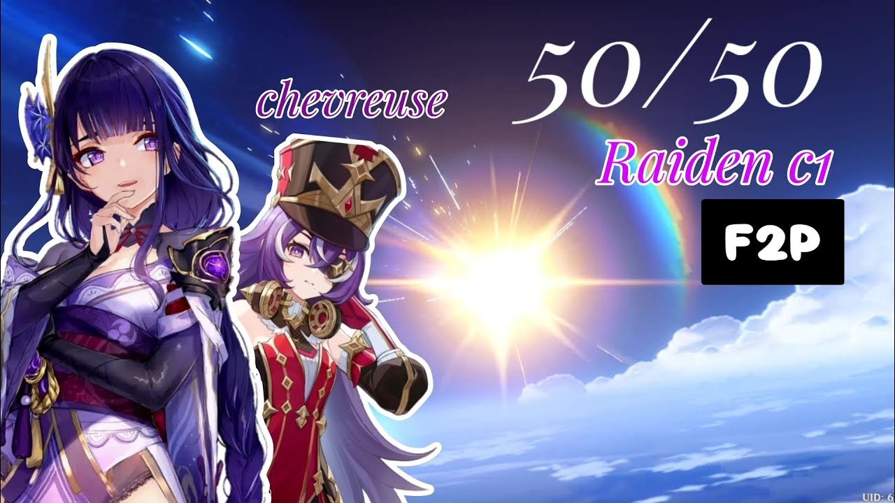 TIRADAS POR SHOGUN RAIDEN C1 y CHEVREUSE 50/50 F2P genshin impact - YouTube
