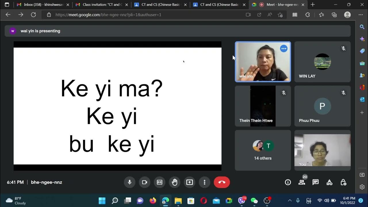 Chinese Language Basic BH-1, Day1~ (1-10-2022) | တရုတ်စကားပြော အခြေခံသင ...