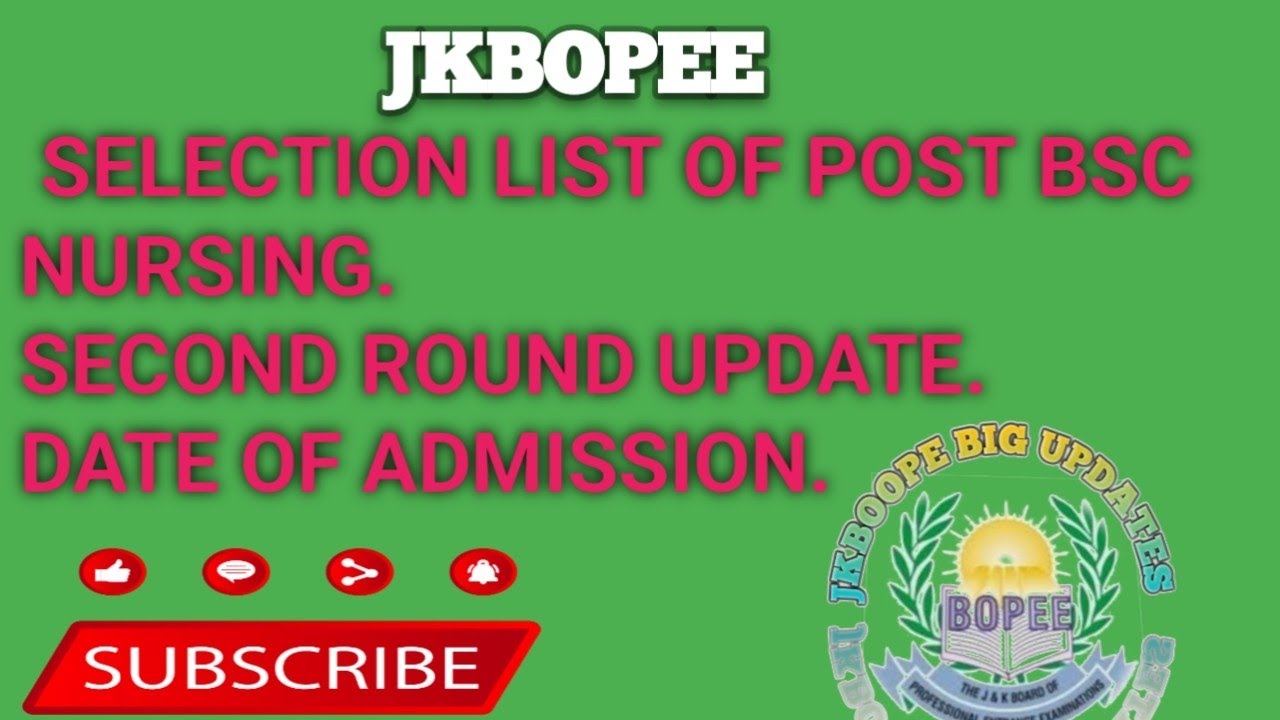 Selection list of post Bsc nursing, 2nd round of post bsc nursing # ...