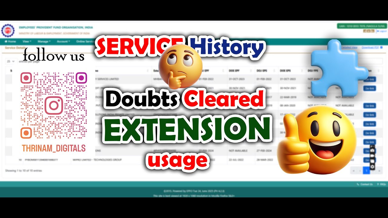 EPFO Service History Hide - Usage of Extension - YouTube