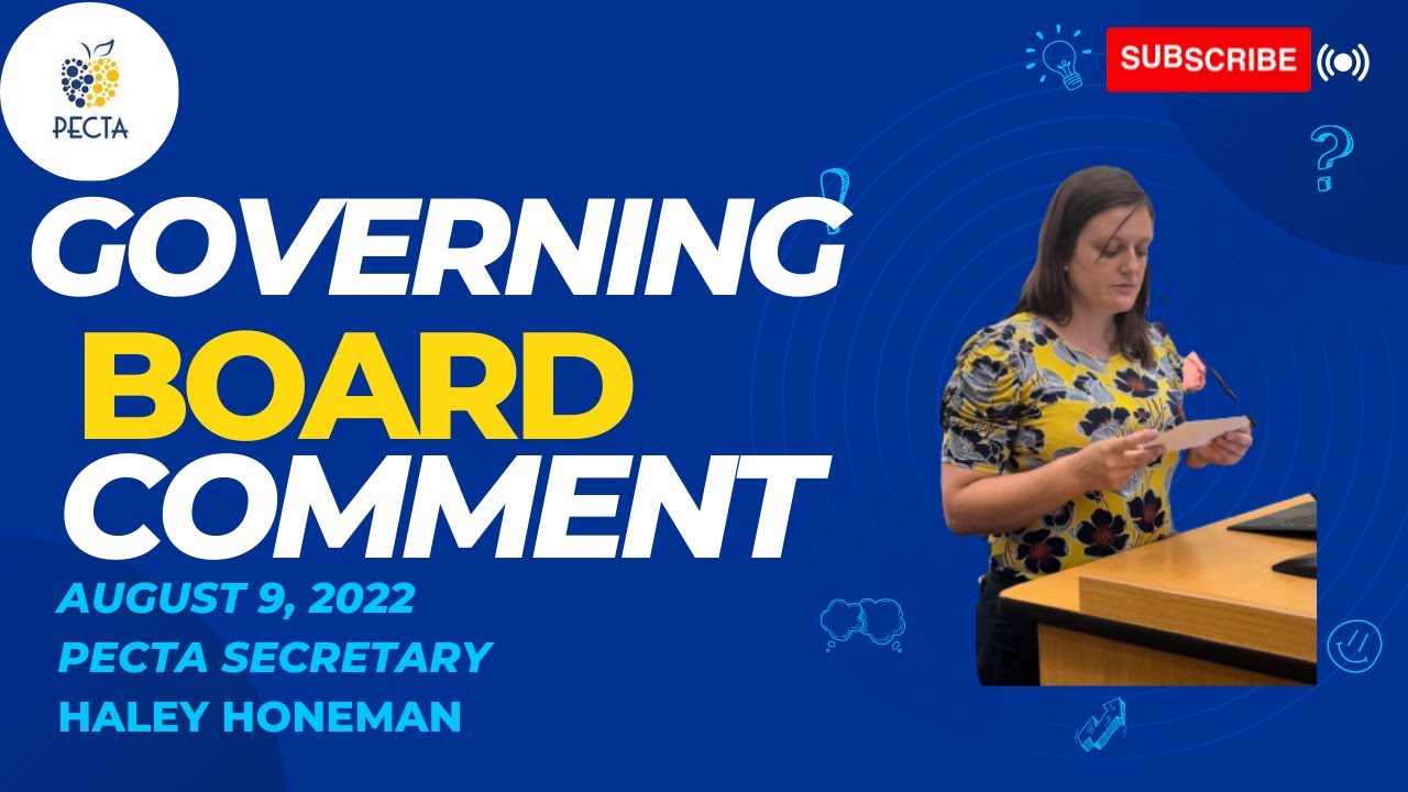 Pecta Secretary Haley Honeman addresses the Governing Board about ...