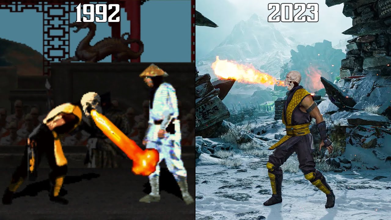 Scorpion "Fire Breath" Evolution - Mortal Kombat 1-12 (1992-2023) 4K ...