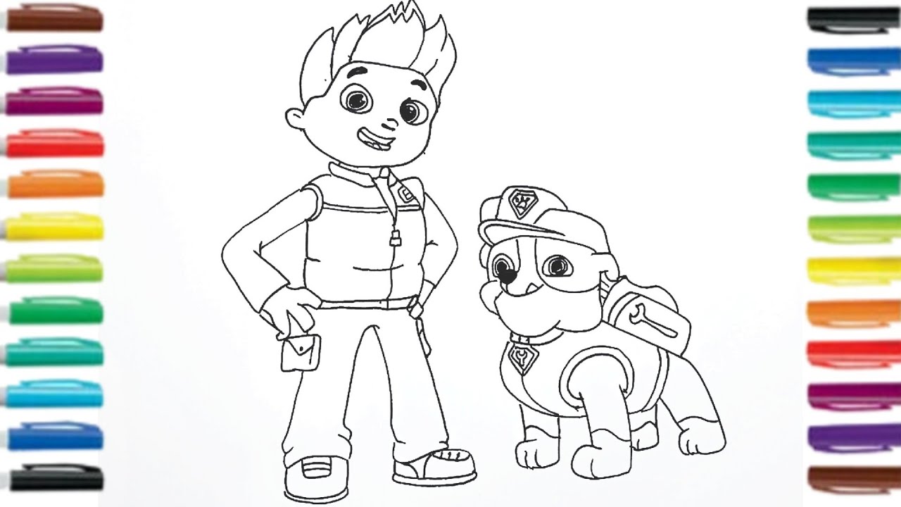 How to Draw Ryder and Rubble from Paw Patrol/Easy Ryder and Rubble ...