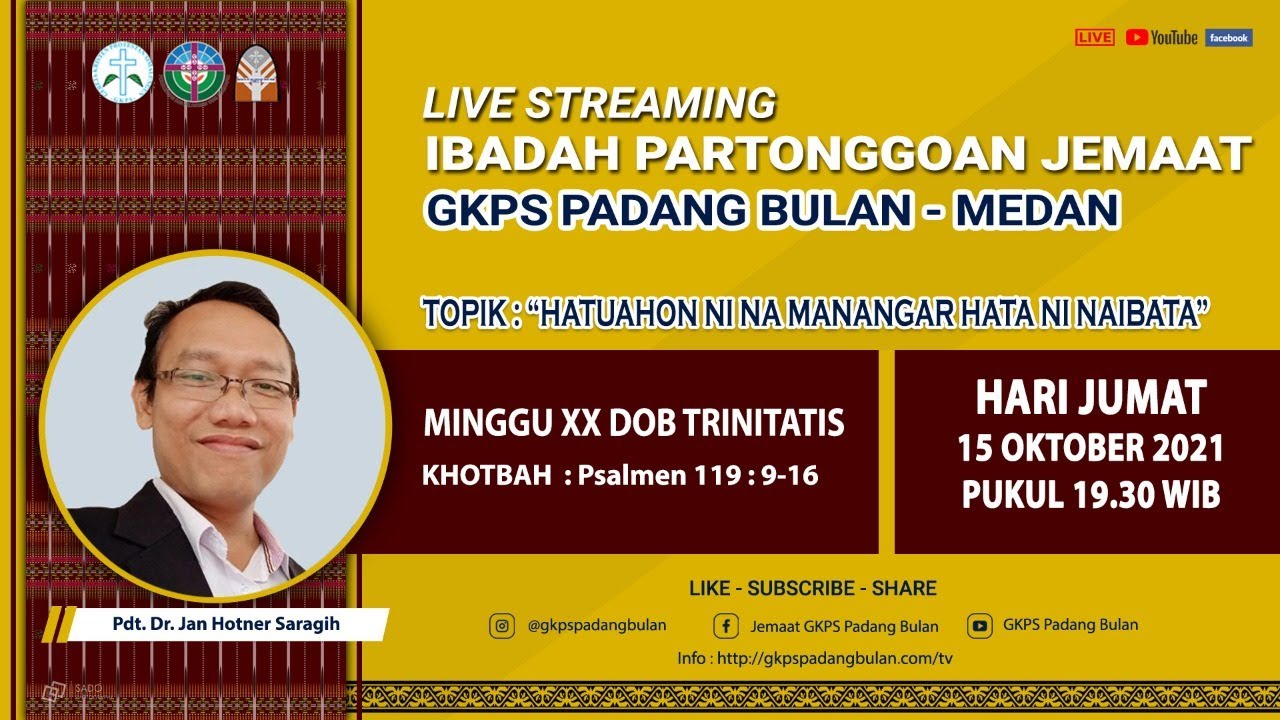 Partonggoan | Pdt. Dr. Jan Hotner Saragih | Jumat, 15 Oktober 2021 | 19 ...