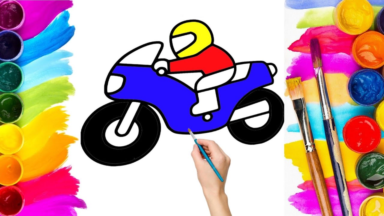 How to draw motorcycle,drawing moto and coloring, easy draw motorcycle ...