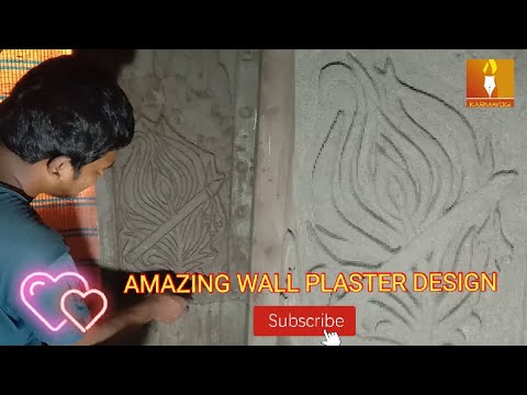 plaster design //wall plaster design #how to make a peacock feather ...