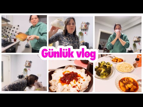 1500₺ MARKET ALIŞVERİŞİM🛍️HASTA DA OLSAM O MUTFAĞA GİRİLİR🤧MANTI GÜNÜ-PORTAKALLI KEK 🍊