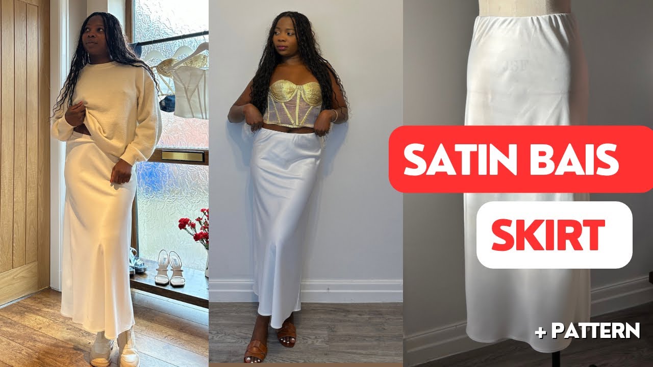 How to make a bias satin skirt | Satin skirt making tutorial + pattern ...