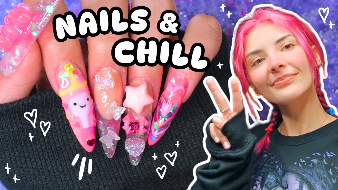 ʚ Nails & Chill (episode 3) 🌸 PRINCESS BUBBLEGUM KITSCH NAILS ɞ˚₊ - YouTube