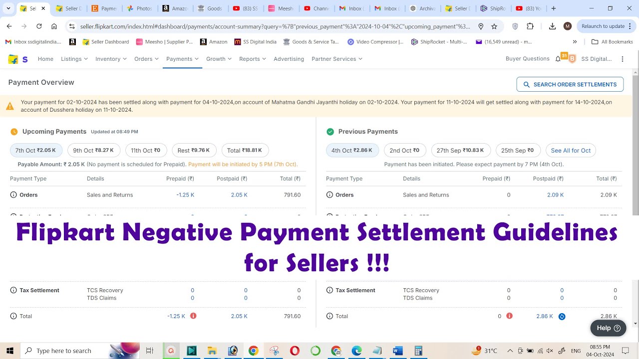 Flipkart Negative Payment Settlement Guidelines for Sellers !!! - YouTube