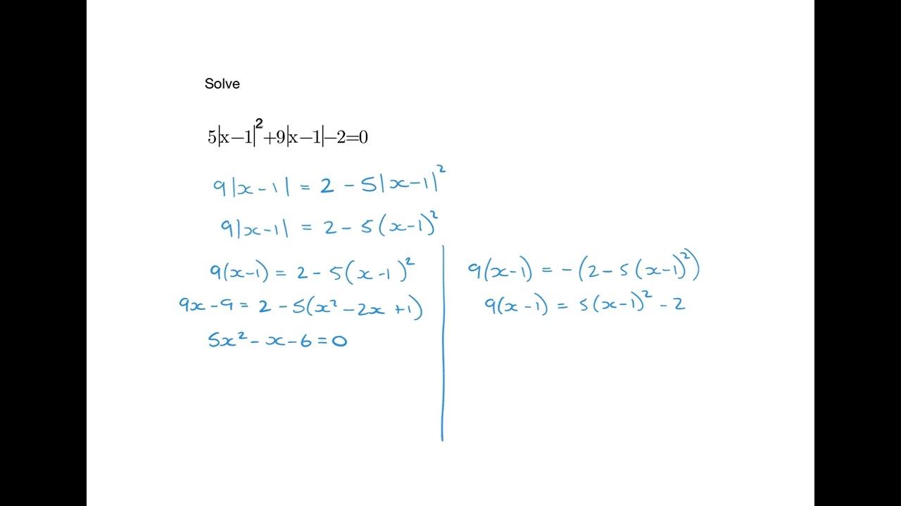 Solving modulus equations with only part of equation modulus (quadratic ...