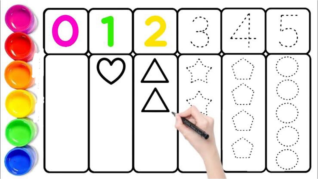 Learn 2d shapes with drawing for kids and toddlers, 1234 number ...