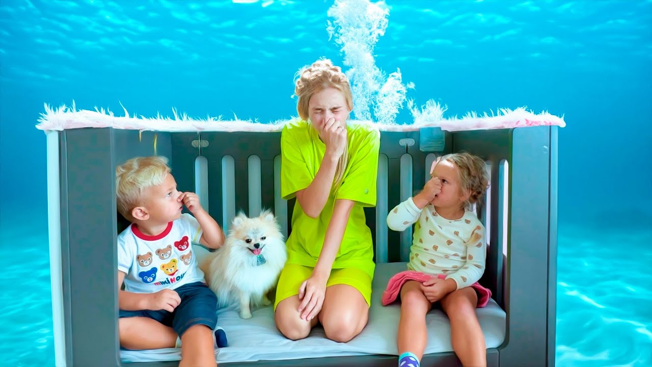 Maggie Pretend in house swimming in the Pool. Maggie leaves water on ...