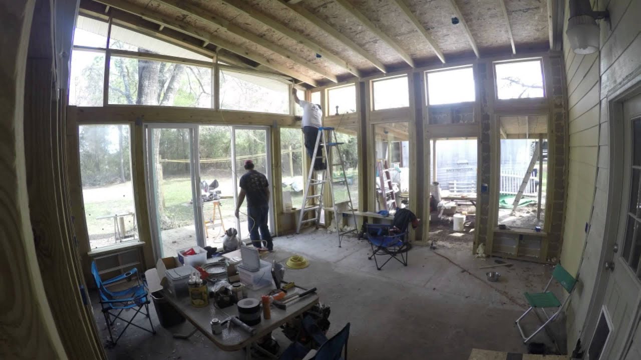 Installing Glass in the New Florida Room - YouTube