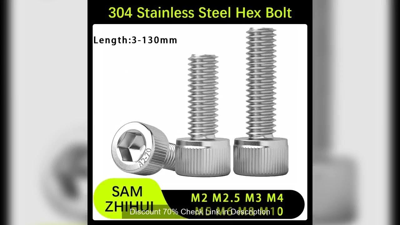 M2 M2.5 M3 M4 M5 M6 M8 M10 Hex Socket Bolts 304 Stainless Steel Metric Thread Metal Machine ...