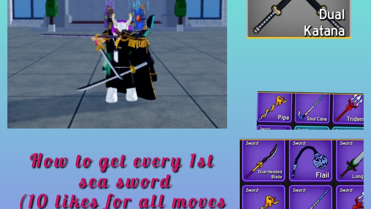 How to get every 1st sea sword (10 likes for all move showcase) #roblox ...