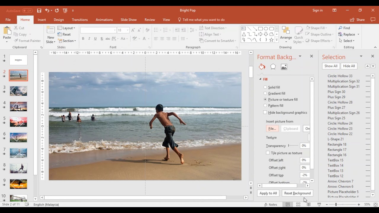Editing Slide by Changing Photo for Slide Background and Picture ...