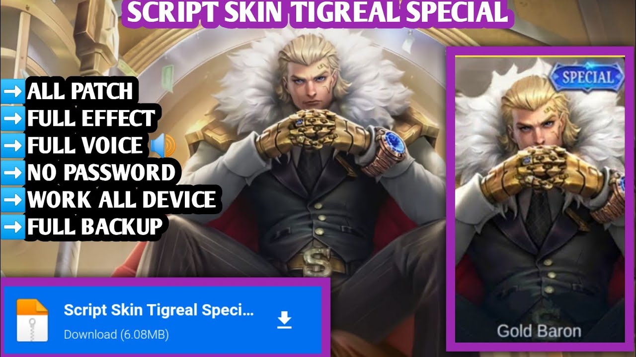 Script Skin Tigreal Special - Gold Baron [Full Effect No Password ...