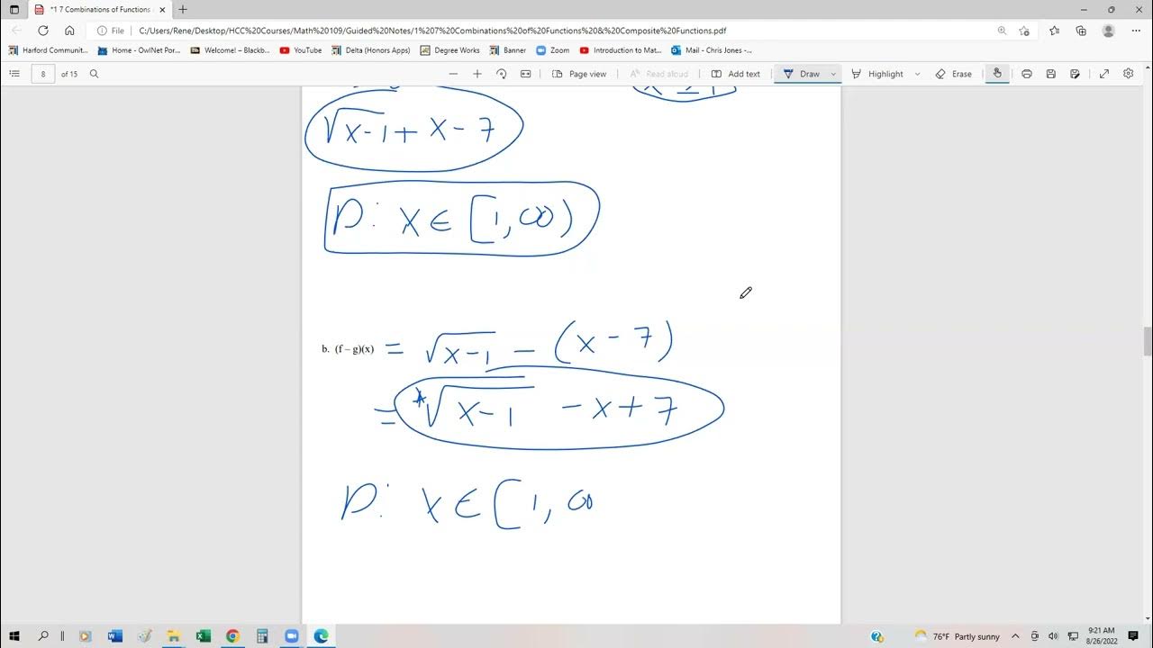1 7 4 Combinations of Functions & Composition of Functions - YouTube
