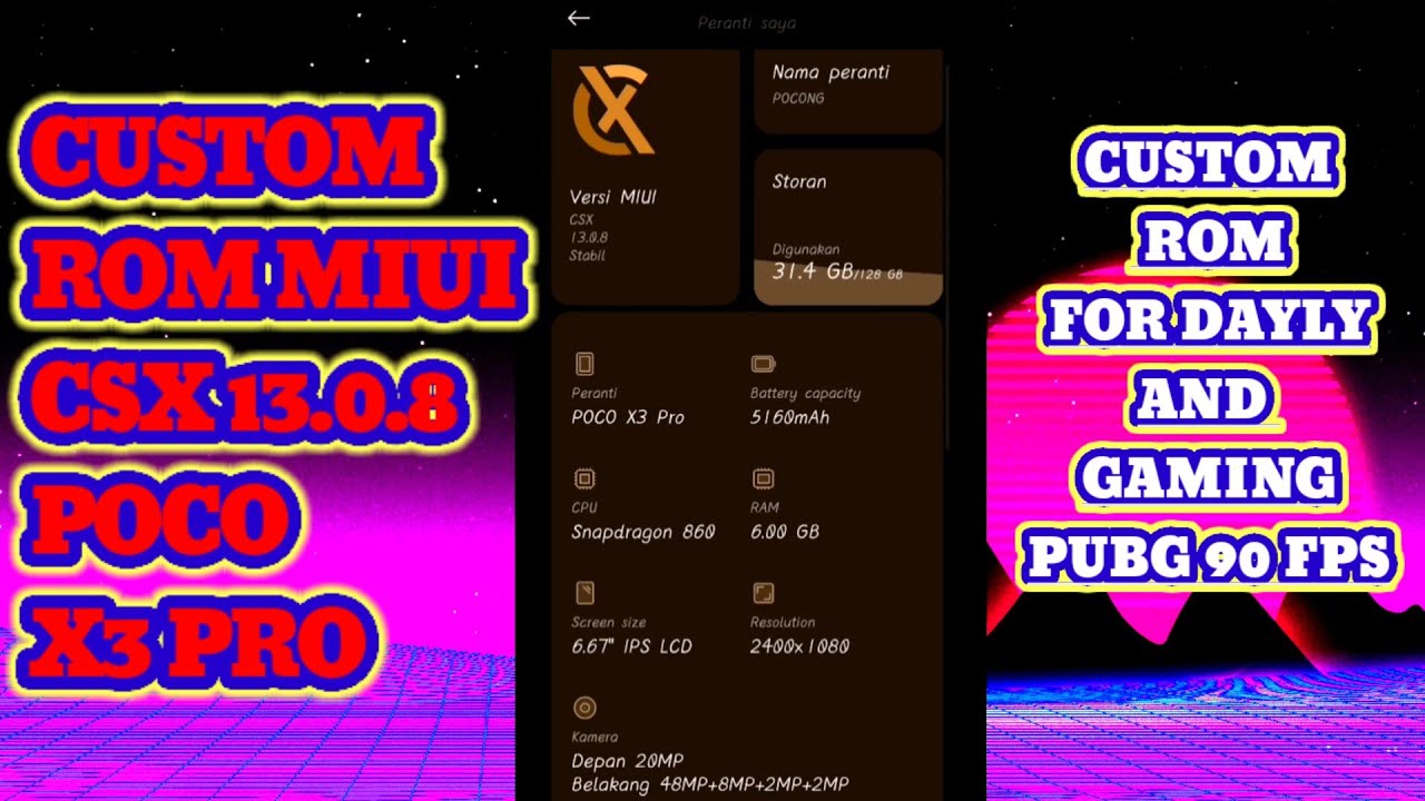 ROM MIUI CSX 13.0.8. POCO X3 PRO-CUSTOM ROM BEST FOR GAMING 90 FPS PUBG ...
