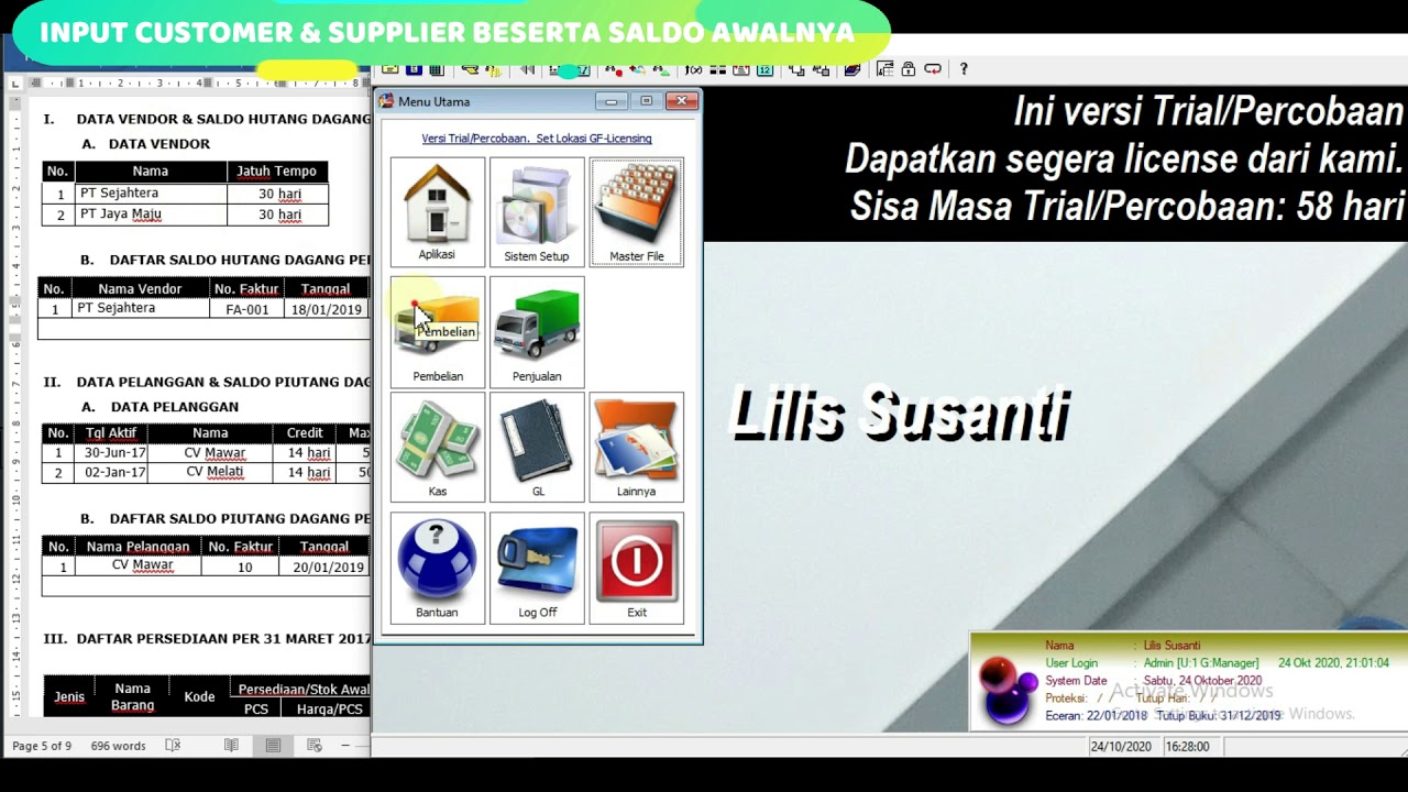 Proses Input Data Vendor & Pelanggan Perusahaan beserta saldo awalnya ...