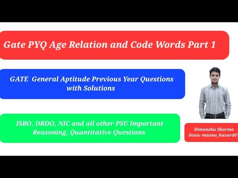 Gate Previous year solved questions | General Aptitude | Age and Code Words - YouTube