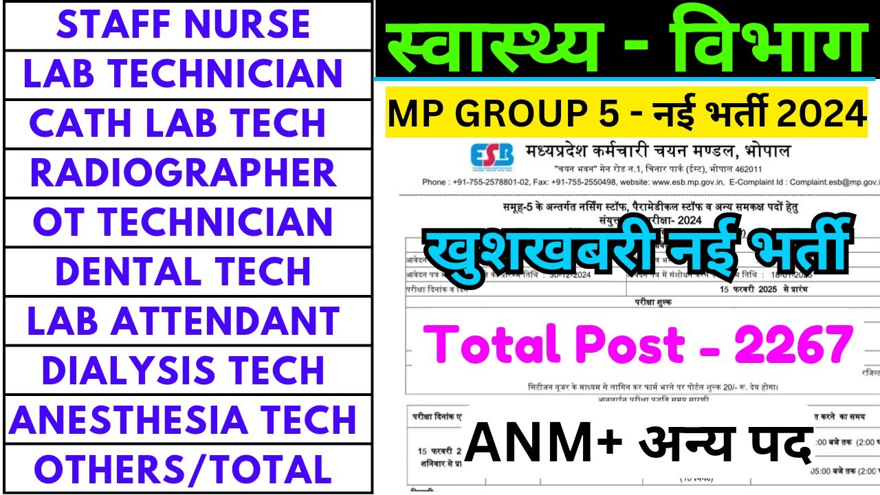 Group 5 Vacancy 2024 | Group 5 Notification 2024 - Staff Nurse, Lab ...