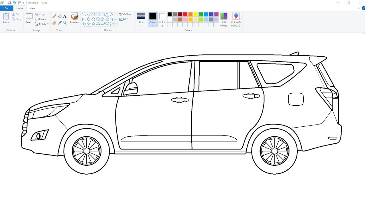 How to draw Toyota Innova Crysta in Ms Paint | Car Drawing Tutorial ...