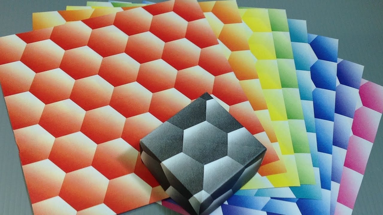 Print Your Own Hexagon Gradation Origami Paper - YouTube