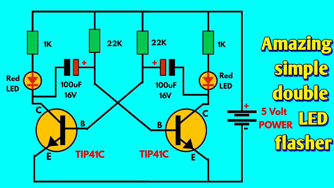 AMAZING DOUBLE LED FLASHER.(LED CHASER) MAKING USING TRANSISTORS - YouTube
