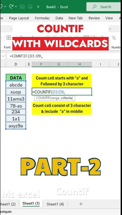 Part 2 - How to use Countif with Wildcards in Excel #excelformulas - YouTube