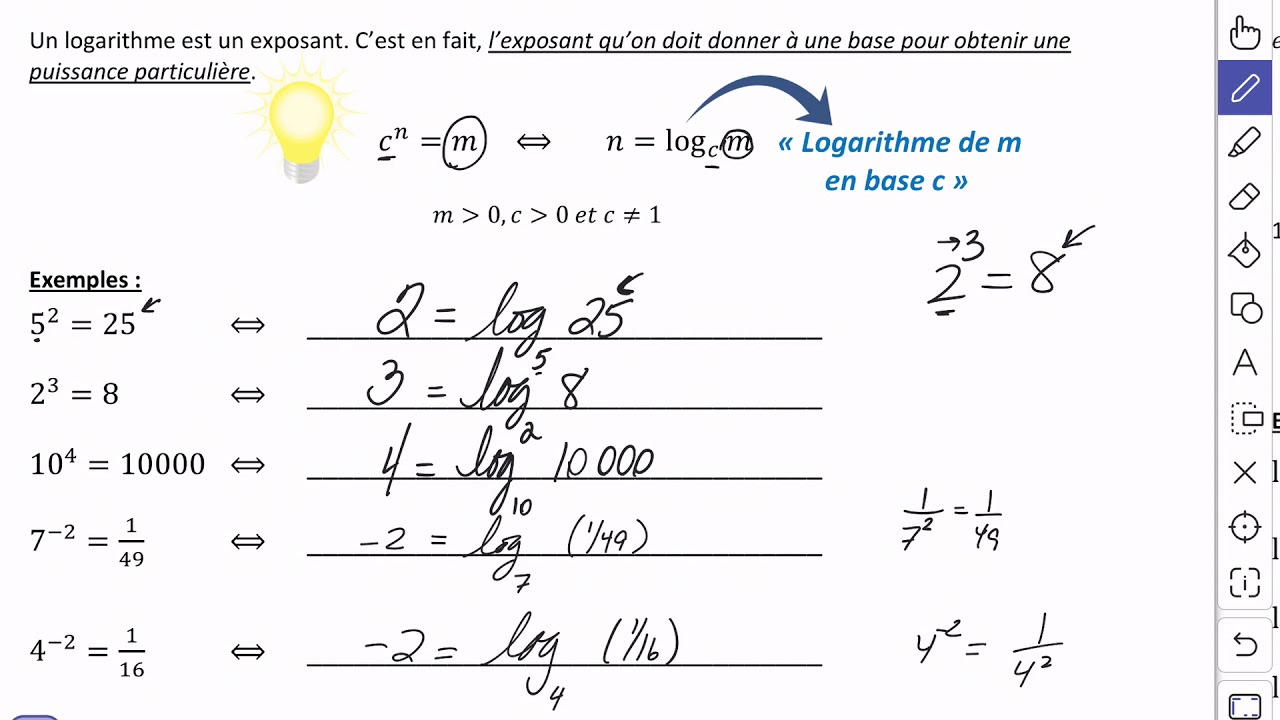 V3.5 Logarithme (définition et passage à l'exponentielle) - YouTube