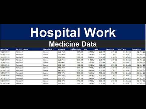 MS Excel Hospital Work in Excel | Data Entry Work in Excel | Excel ...