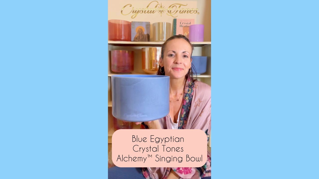 Blue Egyptian Crystal Tones Alchemy™ Singing Bowl 9" E -50 - YouTube