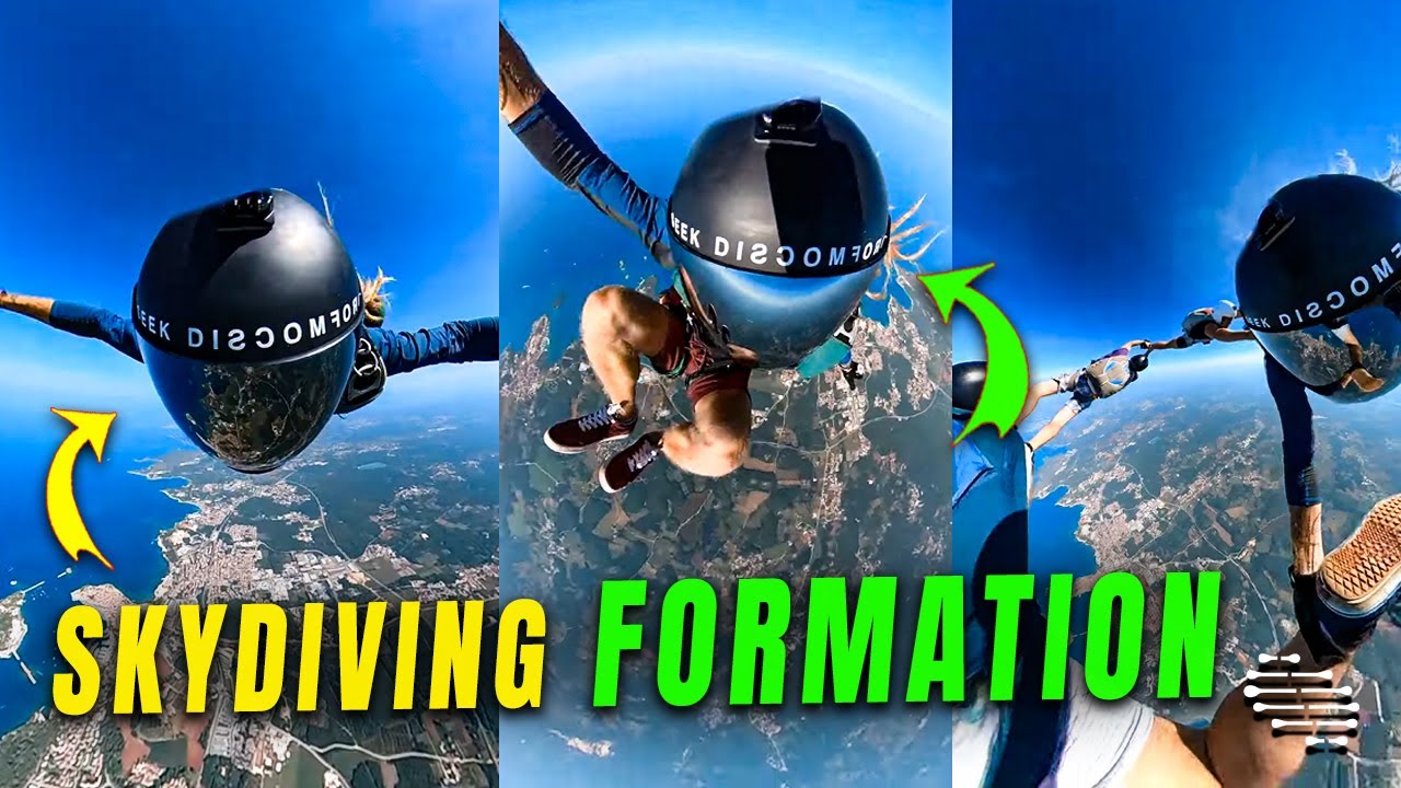 Four Skydivers Forming a Formation While Descending - YouTube