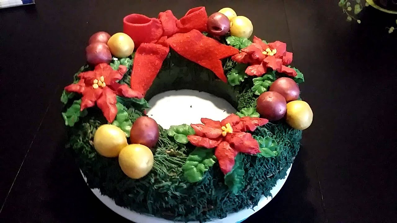 Kerstkrans taart - YouTube