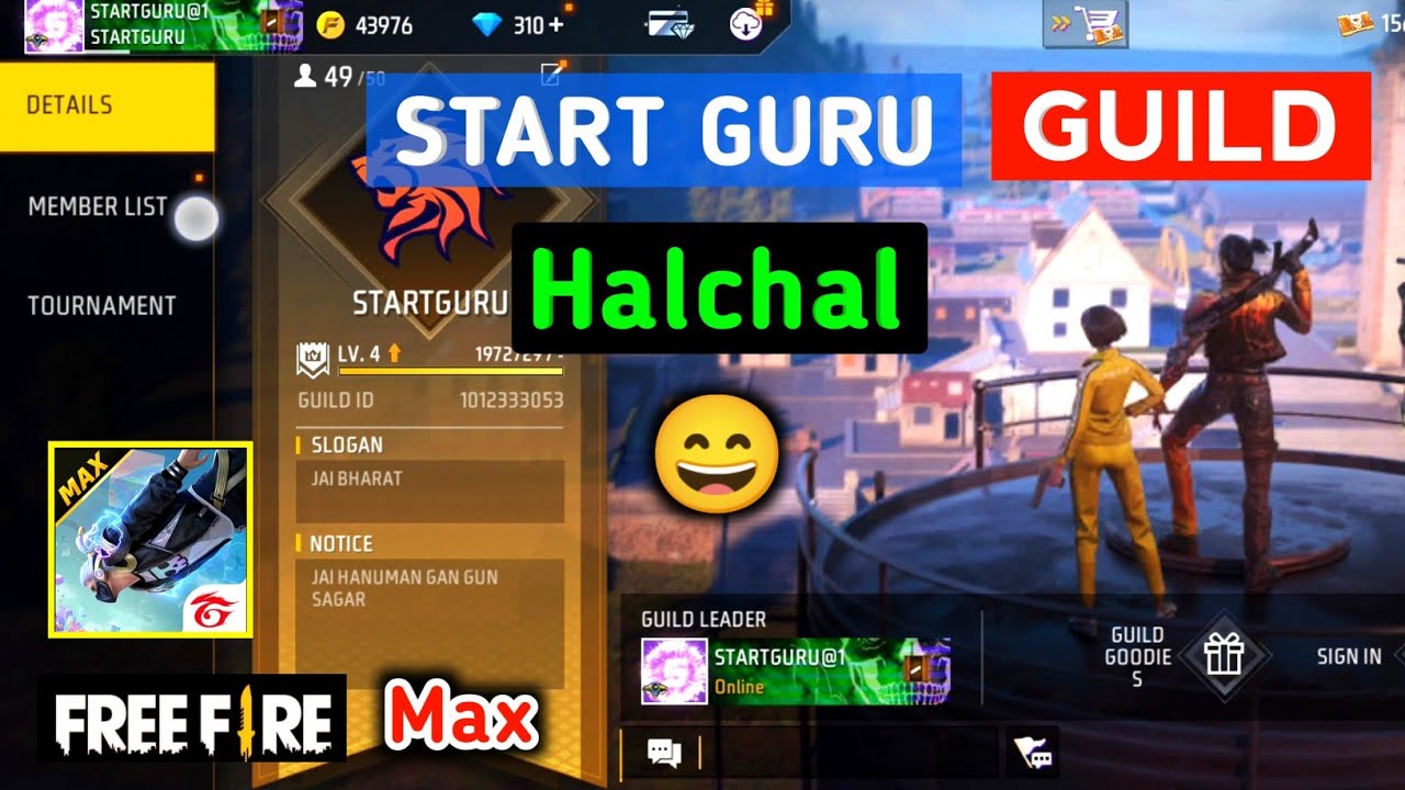 Start Guru Free Fire Max Guild halchal - YouTube