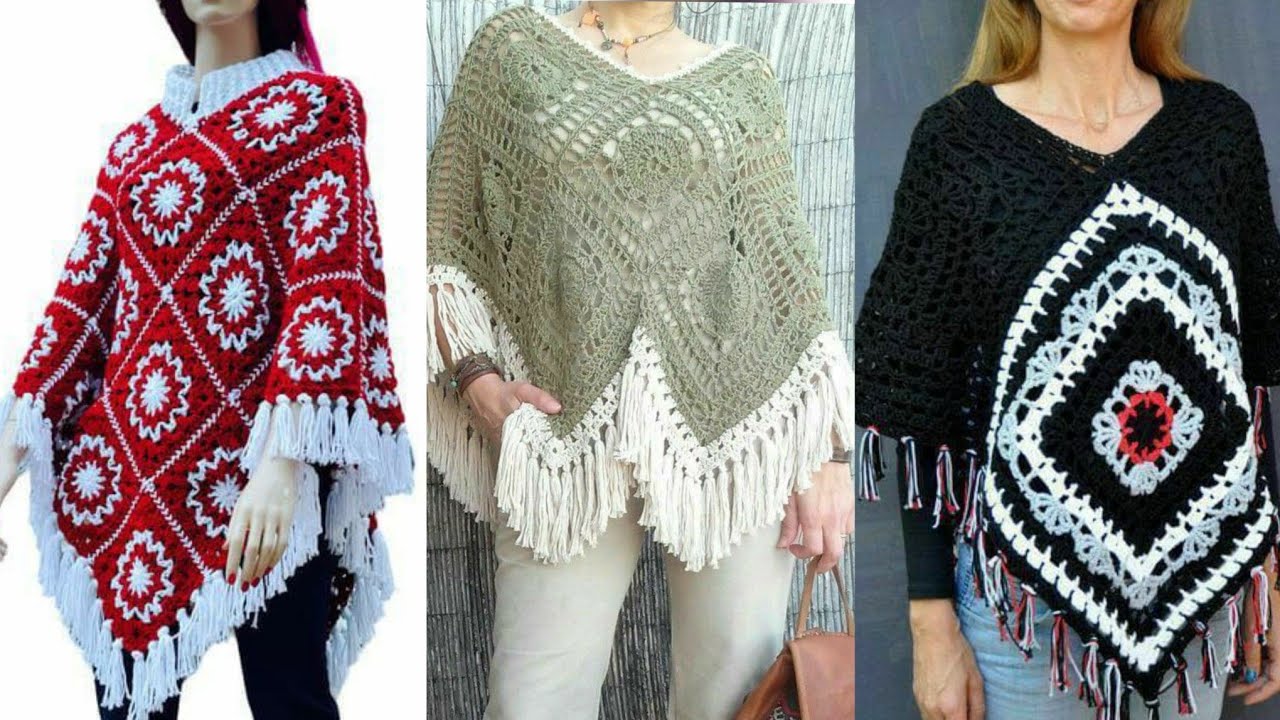 The Most popular useful super classy crochet hand knitted v shape shawl ...