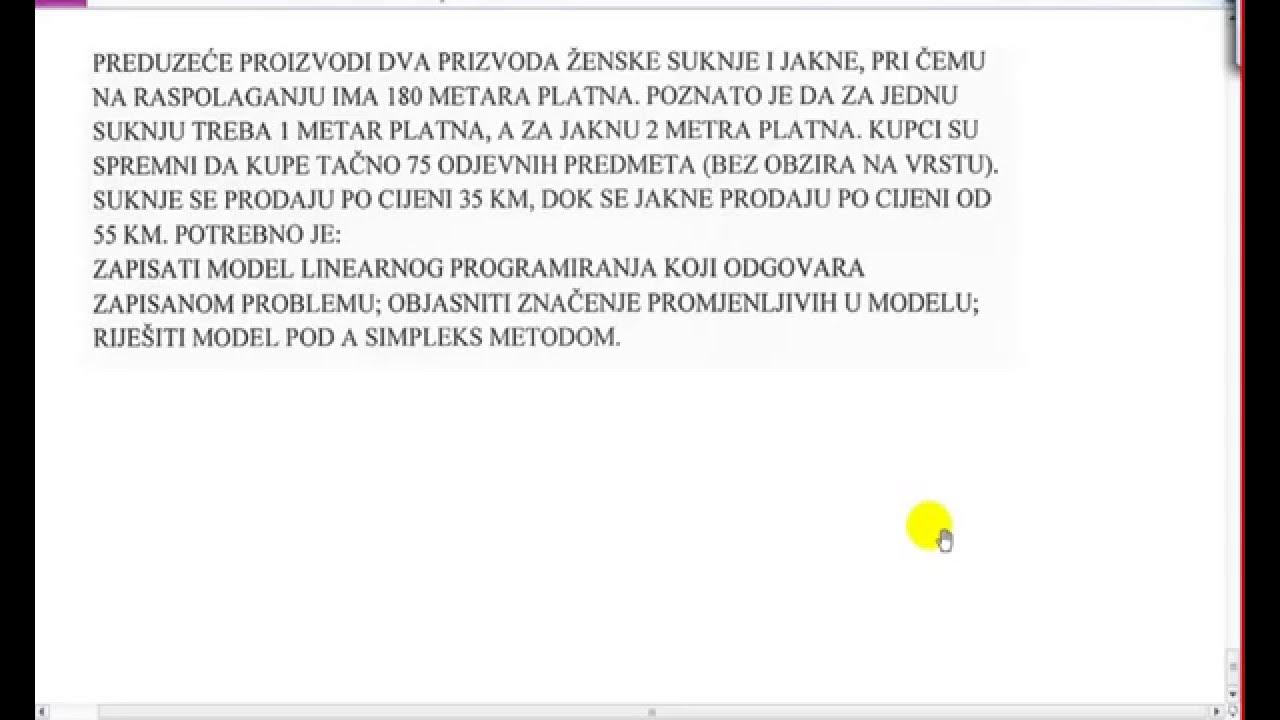 Linearno programiranje - Simpleks tabele - traženje maksimuma 3 - YouTube