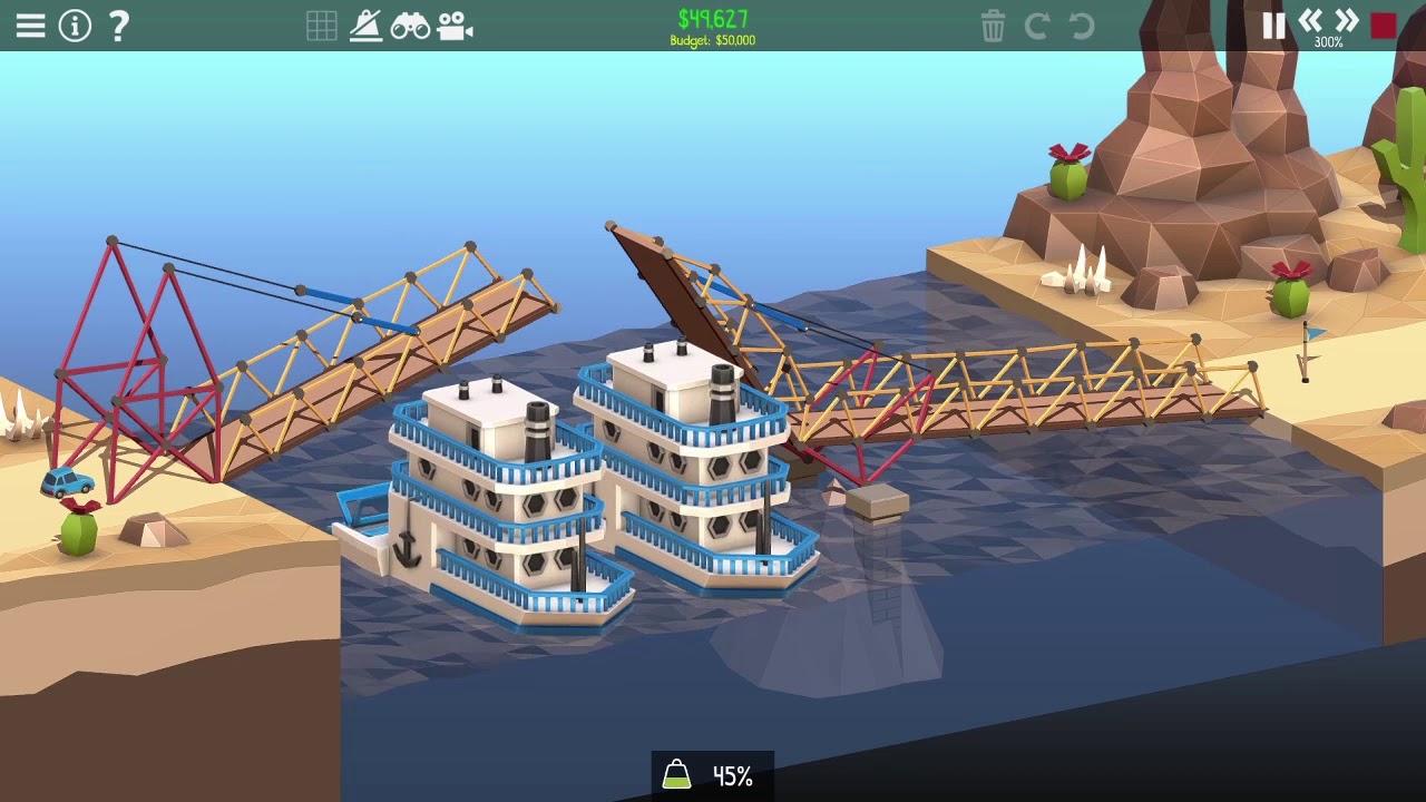 Poly Bridge 2 | 4-03 Sloped Drawbridge - YouTube