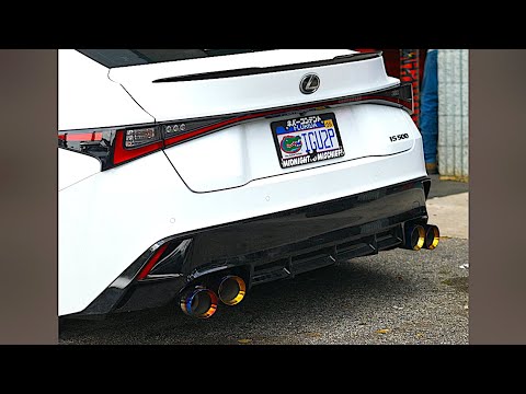 2023 Lexus IS 500 Muffler delete + burnt hks exhaust tips - YouTube
