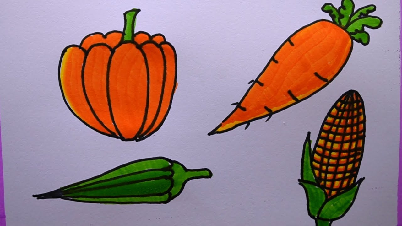 How To Draw Vegetables Easy/Drawing Vegetables - YouTube